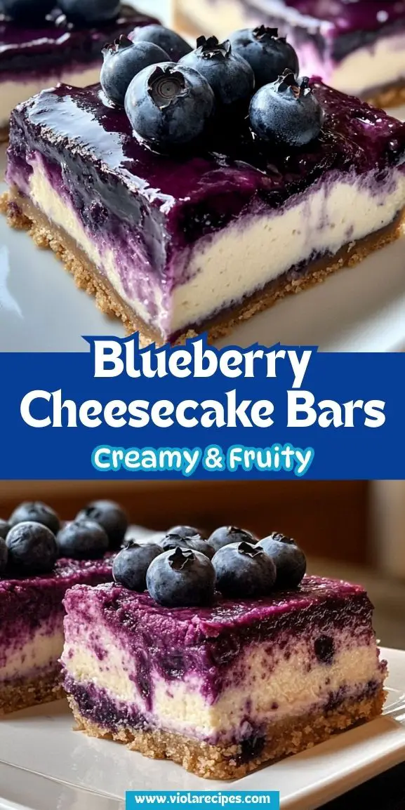 Easy 15-Minute Blueberry Cheesecake Bars – So Creamy!