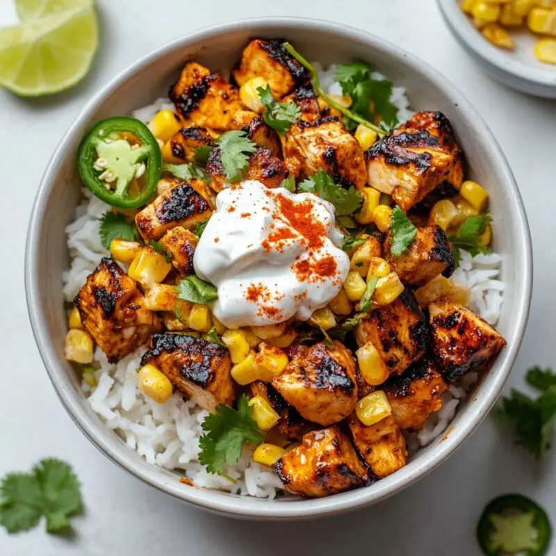Street Chicken Corn Rice Bowl : Easy 30-Minute Meal