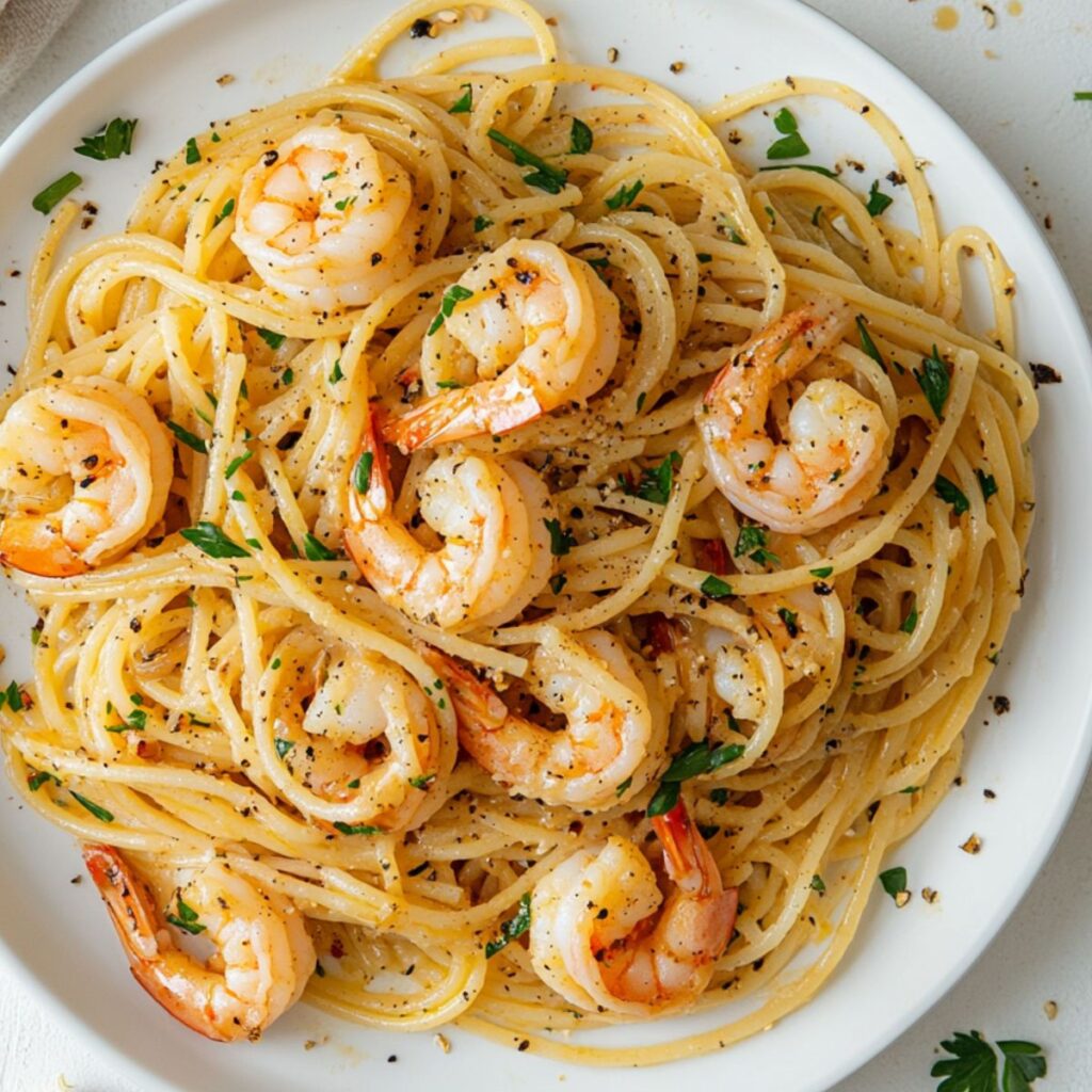 Easy Spaghetti Aglio e Olio with Shrimp -15-Minute Recipe