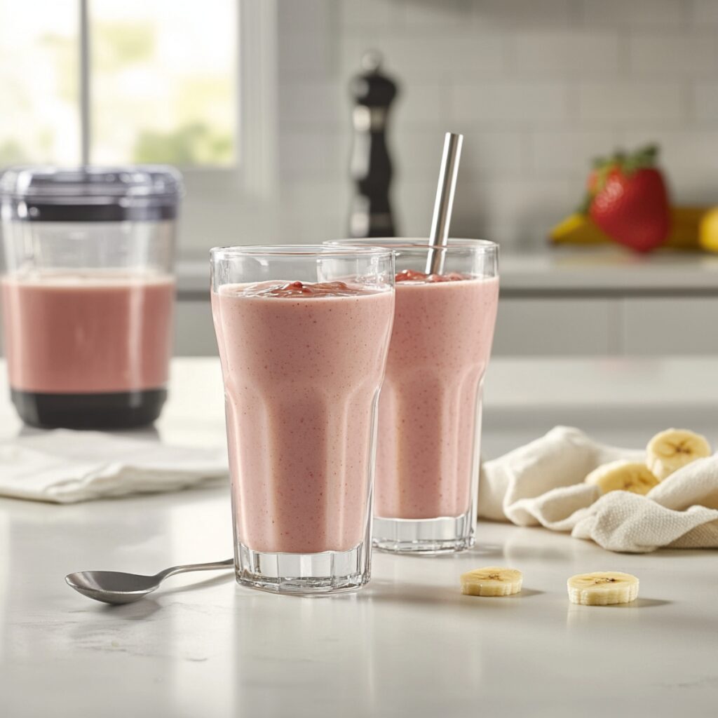 Easy Strawberry Banana Peanut Butter Smoothie in 5 Mins!
