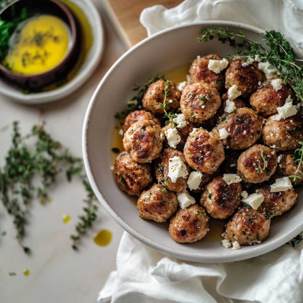 Greek Turkey Meatballs with Feta in just 5 Easy Steps