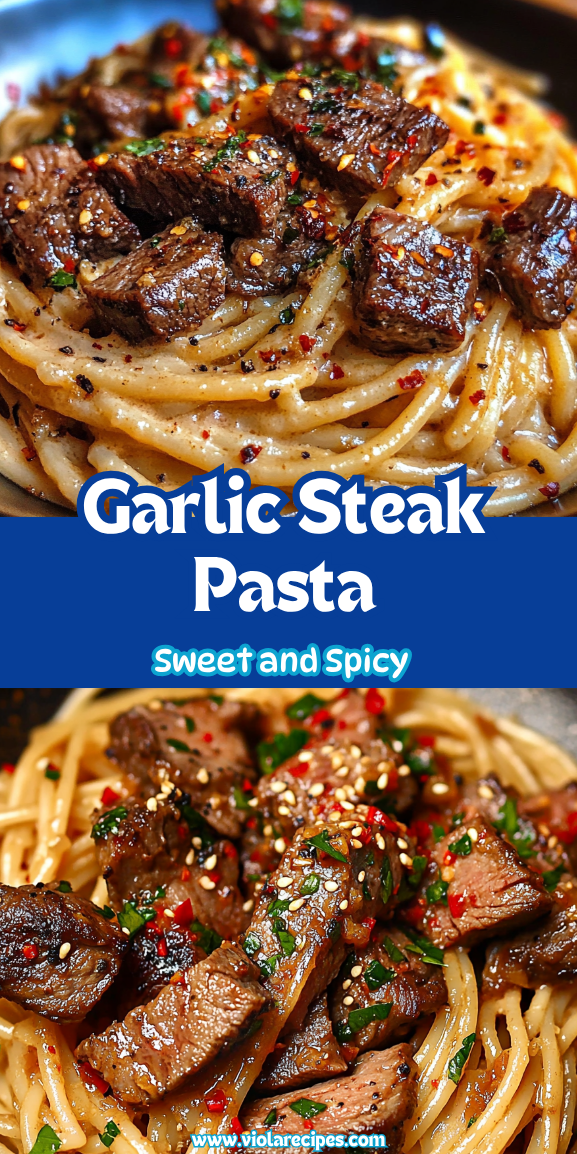 Sweet and Spicy Garlic Steak Pasta - Easy 30min Dinner